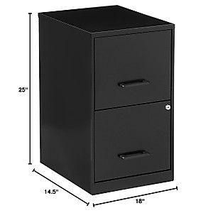 Lorell 14341 18 Deep 2-Drawer File Cabinet, Black