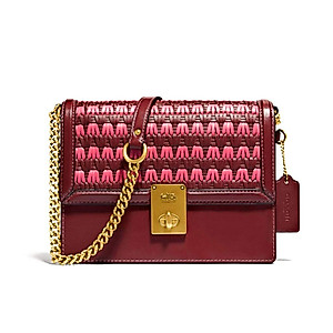 Coach Womens Hutton Shoulder Bag With Weaving Wine Multi