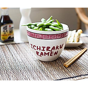 JUST FUNKY Naruto Ichiraku Ramen Japanese Ceramic Dish Set | 16-Ounce Ramen Bowl and Chopsticks Set
