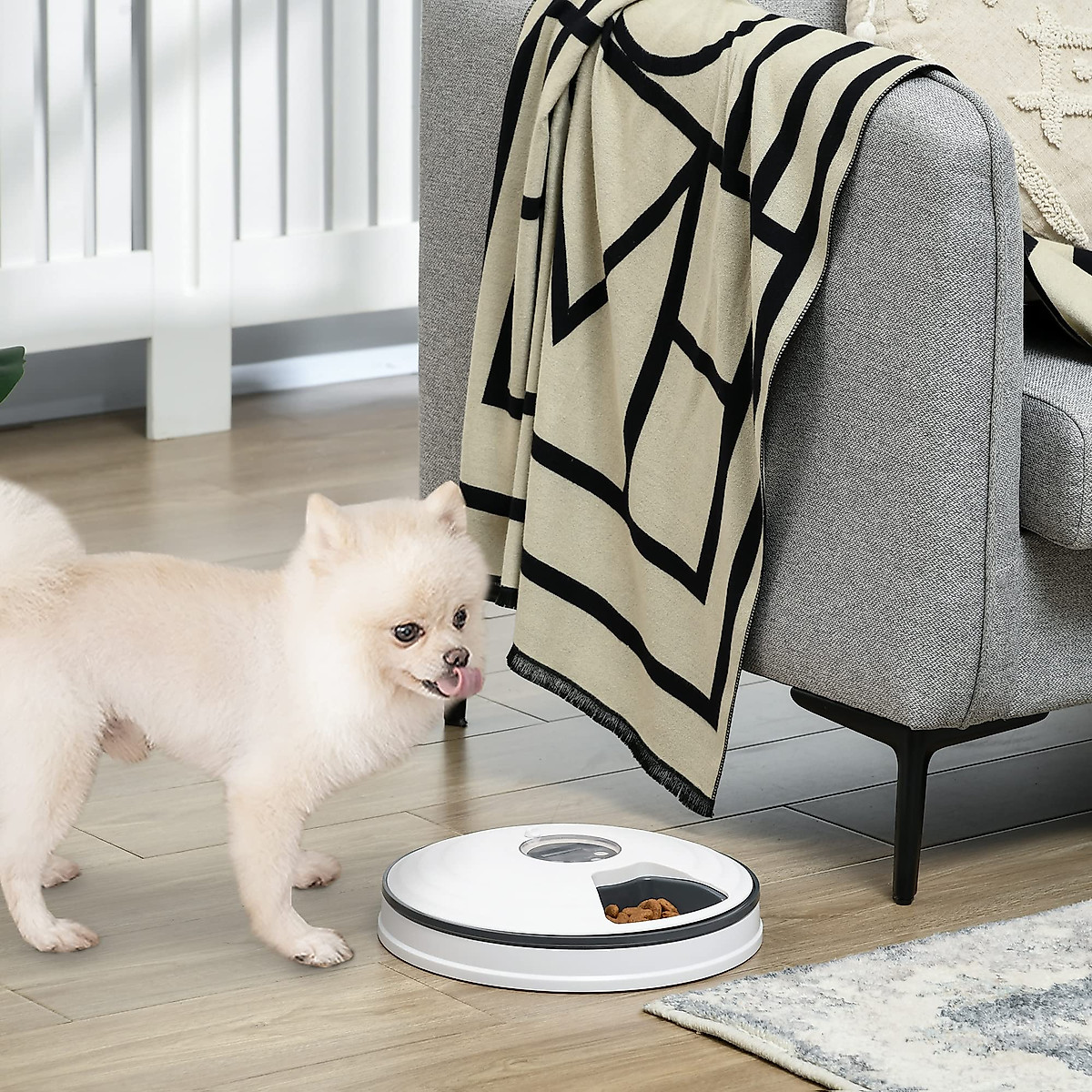 PawHut Automatic Pet Feeder for Cats Dogs with Digital LED Display Timer, 6 Meal Trays for Wet or Dry Food Dispenser