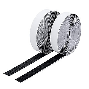 BRAVESHINE Industrial Strength Self Adhesive Hook and Loop Roll - 0.8 Inch 16.5FT Double Sided Sticky Hook Loop Strips Fabric Fasteners Tape for Sewing, Pedal Board, Mounting or Hanging Items - Black