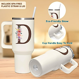 Personalized Gifts For Women - Personalized Gifts For Birthday, Christmas - Monogrammed Gifts Customized Gifts For Woman, Mom, Wife, Best Friend, Sister, Coworkers - Custom Tumbler With Handle 40oz