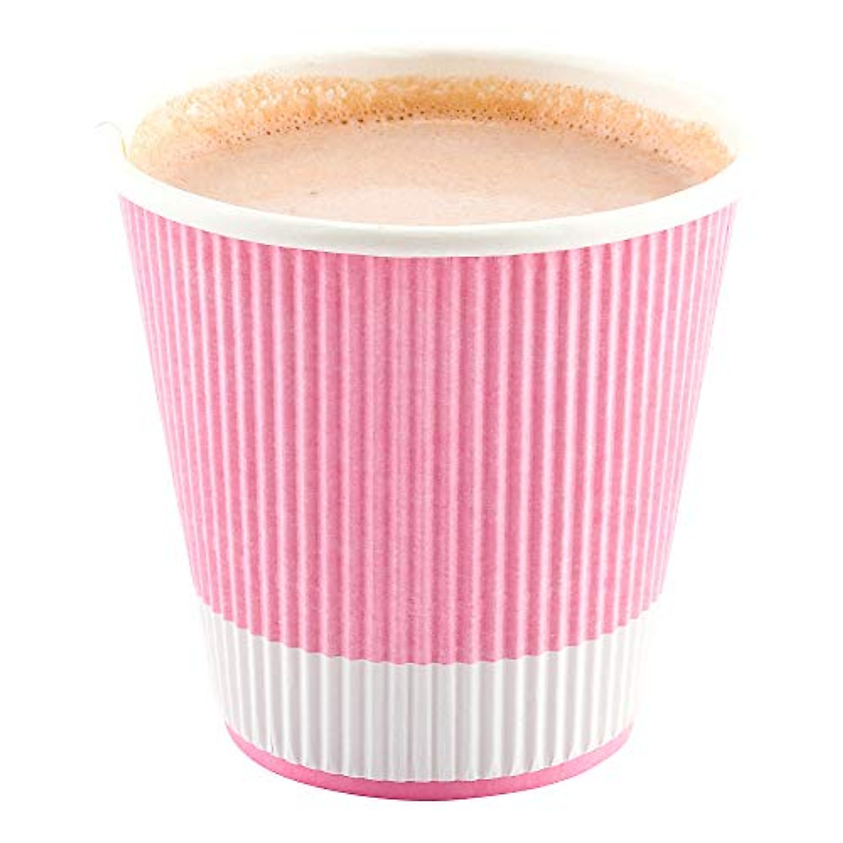 8 Ounce Disposable Coffee Cups, 500 Double Wall Hot Cups For Coffee - Lids Sold Separately, Rippled Wall, Light Pink Paper Insulated Coffee Cups, For Coffee, Tea And More-Restaurantware