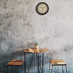 Foxtop Retro Silent Non-Ticking Round Classic Clock Quartz Decorative Battery Operated Wall Clock for Living Room Kitchen Home Office 12 inch (Bronze)