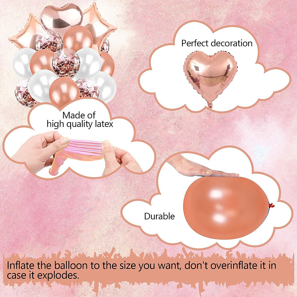 BINQOO Bride to Be Bachelorette Party Kit Rose Gold Banner Miss to Mrs Foil Balloons Bride to Be Sash for Bridal Shower White Confetti Balloons Engagement Wedding Party Decor Set