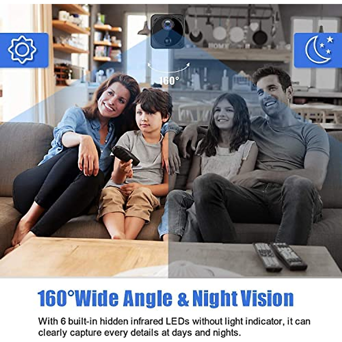 4K HD Spy Camera Wireless Hidden Camera WiFi Long Battery Life Mini Real-time Remote View Mini Convert Camera with Phone APP Night Vision Motion Sensor Security Surveillance Cam for Car