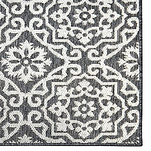 Nicole Miller New York Patio Country Danica Transitional Geometric Indoor/Outdoor Area Rug, Black/Grey, 7'9"x10'2"