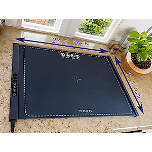 YONZO Food Warming Mat for Countertop Full Surface Hot Plate 260W Portable & Rollable Electric Food Warmers for Parties Buffet with 3 Temperature & Timer Defrosting Tray for Frozen Meat XL