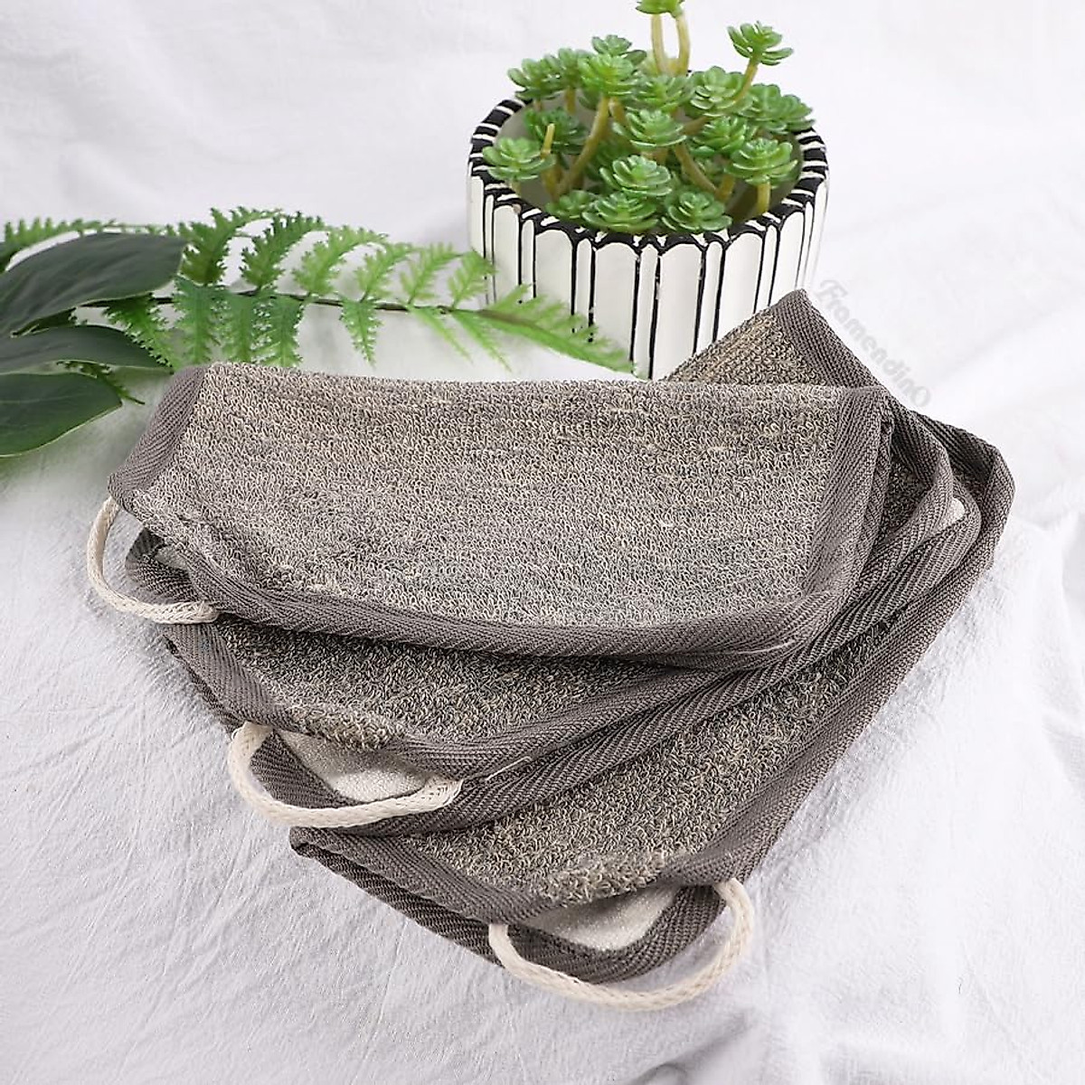 Framendino, 3 Pack Dual-Textured Exfoliating Washcloth with Soft and Scrubbing Side Body Exfoliation Wash Clothes for Bath Shower