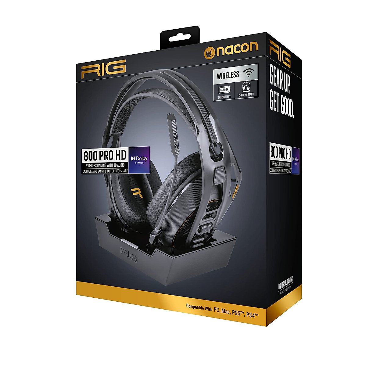 RIG 800 PRO HD Wireless Gaming Headset & Multi-Function Base Station - Compatible with PC, Mac, PS5, PS4 - with Dolby Atmos 3D Audio for Windows 10/11 PCs (NOT Compatible with Xbox)