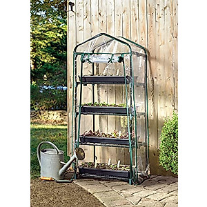 Miracle-Gro 23" x 17" x 57" All-Season 4-Tier Mini Grow House Outdoor or Backyard Easy Assembly Portable Greenhouse, Translucent