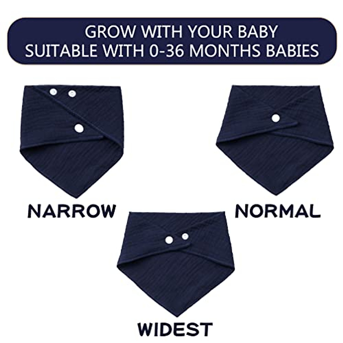 Rapotti Baby Drool Bibs Cotton for Boys and Girls Solid Colors 8 Pack Baby Bids Set for Teething and Drooling