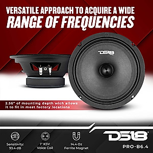 DS18 Bundle Car Speakers - 4X 6.5 Loudspeaker with Bullet 4-Ohm 120 Watts Peak & 4X 3” PRO Aluminum Super Bullet Tweeter 240 Watts Peak with Built in Crossover - Pro Car Audio Package Mid and High