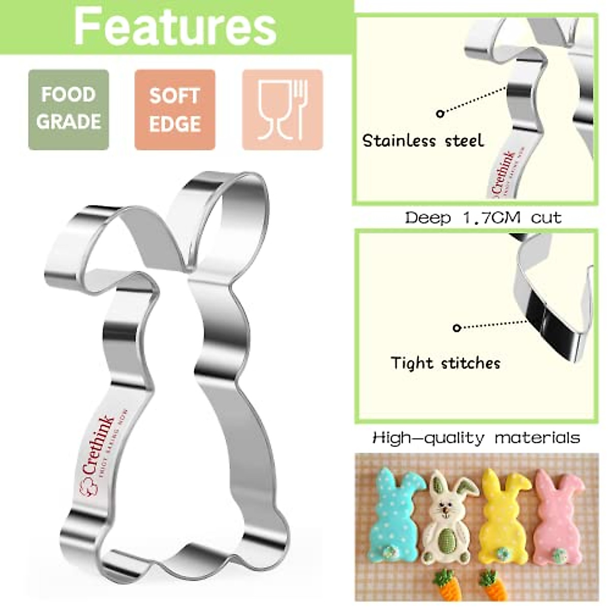 Crethinkaty Easter Cookie Cutter-1 Pcs Bunny Shaped Stainless Steel Cookie Cutter,Rabbit Cookie Mold for Easter.