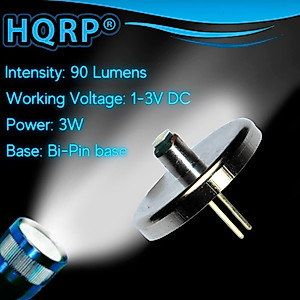 HQRP Hight Power 3W Extra Bright 90 Lumens Upgrade LED Bulb Bi-Pin LED Module for Mini Mag-Lite 2AA Solitaire Light LM2A001 Replacement
