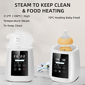 Smart Bottle Warmer, 200W Fast Baby Milk Warmer, Breastmilk Warmer for Breastmilk or Formula, Multifunctional Baby Bottle Warmer with Timer, Accurate Temperature Control and Auto Shut-Off