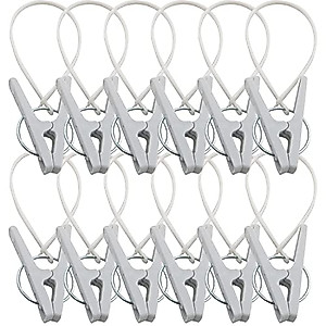 Clothes Pin HSCGIN 12PCS Gray Plastic Swivel Clothespins Clothes Clips with Plastic Rope for Clothesline Clothing Closepin