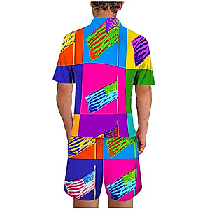 Muangan Homecoming Outfits for Teen Boys Summer 3D Suit Men's Sports Printing Independence Day Men Suits & Mens Suite Slim Fit Multicolor