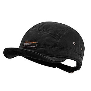 Croogo Soft Trucker Hat Flip Up Short Brim Flat Cap Snapback 5 Panel Baseball Caps Hip Hop Golf Dad Hat Cadet Cap,Black-DY09