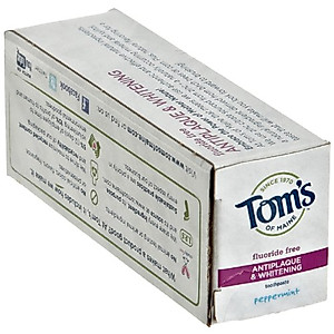 Tom's of Maine, Fluoride Free Antiplaque & Whitening Toothpaste - Peppermint, 1 Ounce