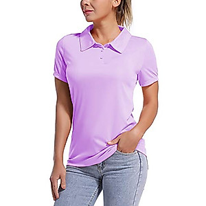 BUBBLELIME Women's Short Sleeve Polo Shirts UPF 50+ Quick Dry Moisture Wicking - Polo Neck Short Sleeve_Purple X-Large
