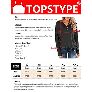 Topstype Womens Henley Tops Long Sleeve Shirts Thermal Pullover Casual Loose Fit Henley Neck Tunics