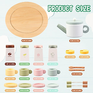 Wooden Tea Set for Little Girls - 20Pcs Tea Party Toys Set - Toddler Play Kitchen Accessories Play Food Toy for Kids Boys Girls