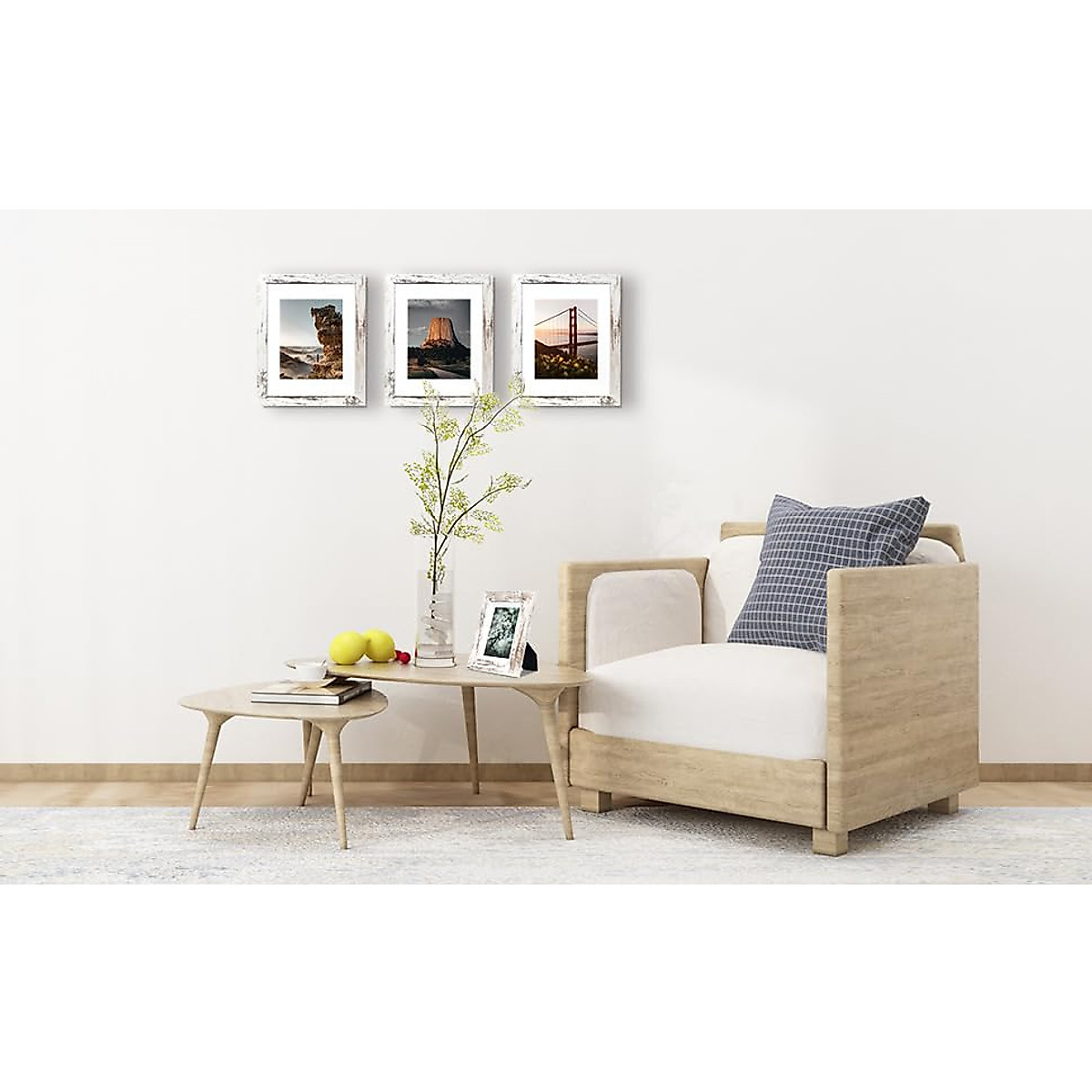 kennethan White 8x10 Picture Frame can Display 5x7 Picture with Mat or 8x10 Photo Without Mat on the Wall