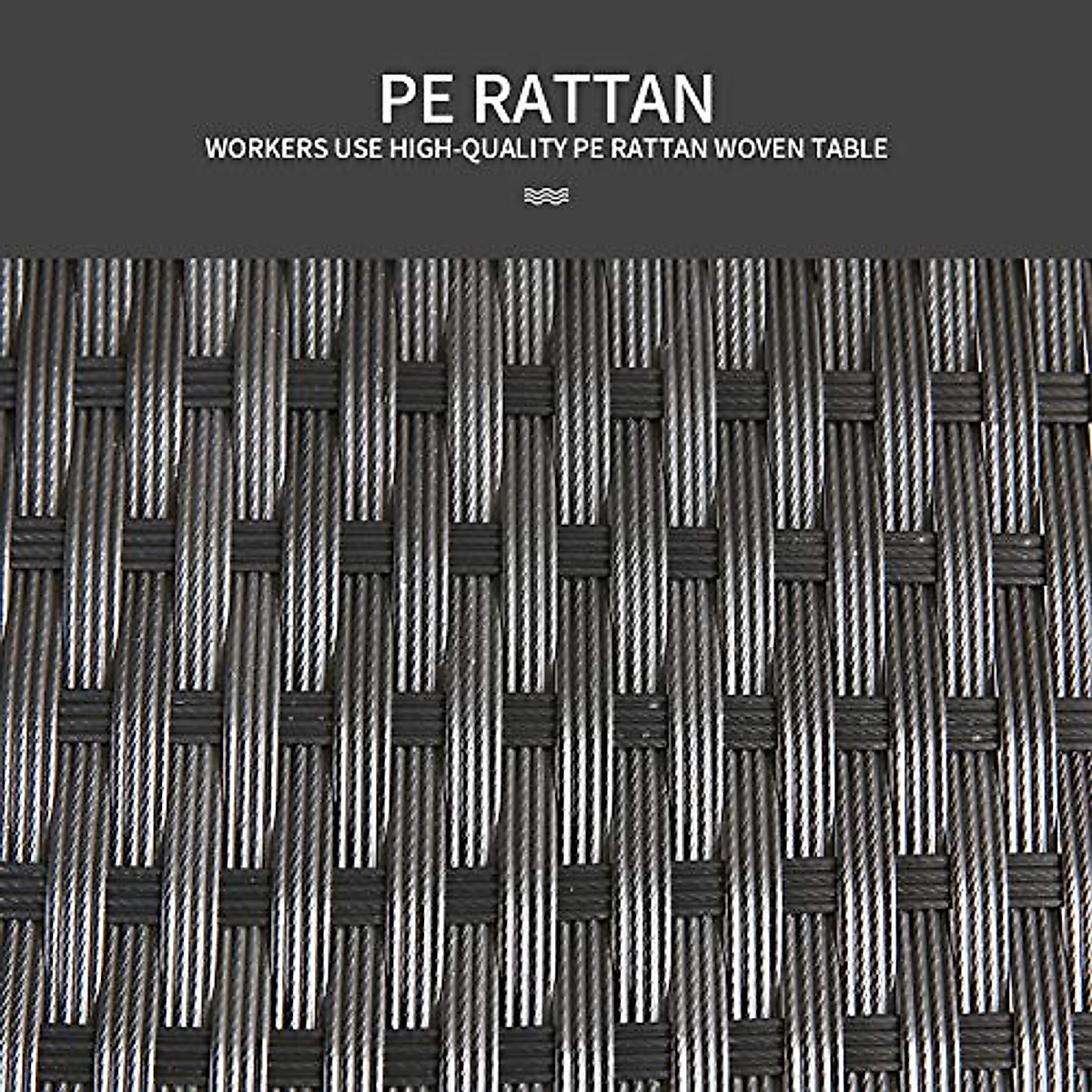 Outdoor PE Wicker Side Table - Patio Rattan Garden Coffee End Square Table with Glass Top Furniture, Black