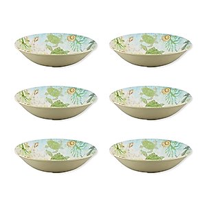 UPware Melamine Dinner Bowl Set of 6, BPA-Free Dishwasher Safe Round Bowls, Dinnerware Kitchen Bowls for Pasta, Rice, Soup, and Salad, 8 Inch Bowls (Sea Turtle)