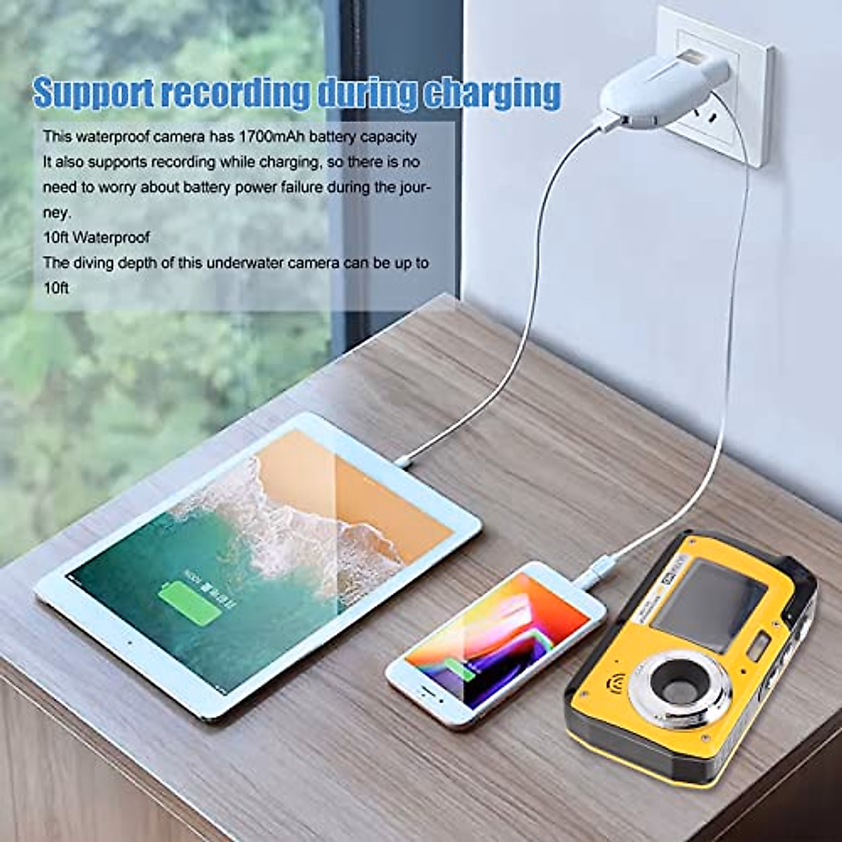 Digital Camera for Photography, 4K 56MP 18X 10ft Waterproof Digital Camera, Front and Rear Dual Screen Camera HD 3.0in Digital Camera, 1700mAh.(HD F5)