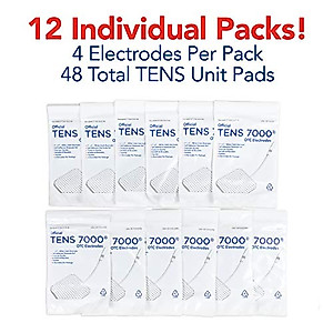 TENS 7000 Official TENS Unit Replacement Pads - 48 Pack, Premium Quality OTC TENS Unit Pads, 2" X 2" - Compatible with Most TENS Machines, Replacement Electrodes Value Pack