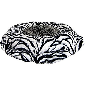 Bessie and Barnie Ultra Plush Zebra/ Midnight Frost Deluxe Luxury Shag Dog/Pet Lily Pod Bed Machine Washable