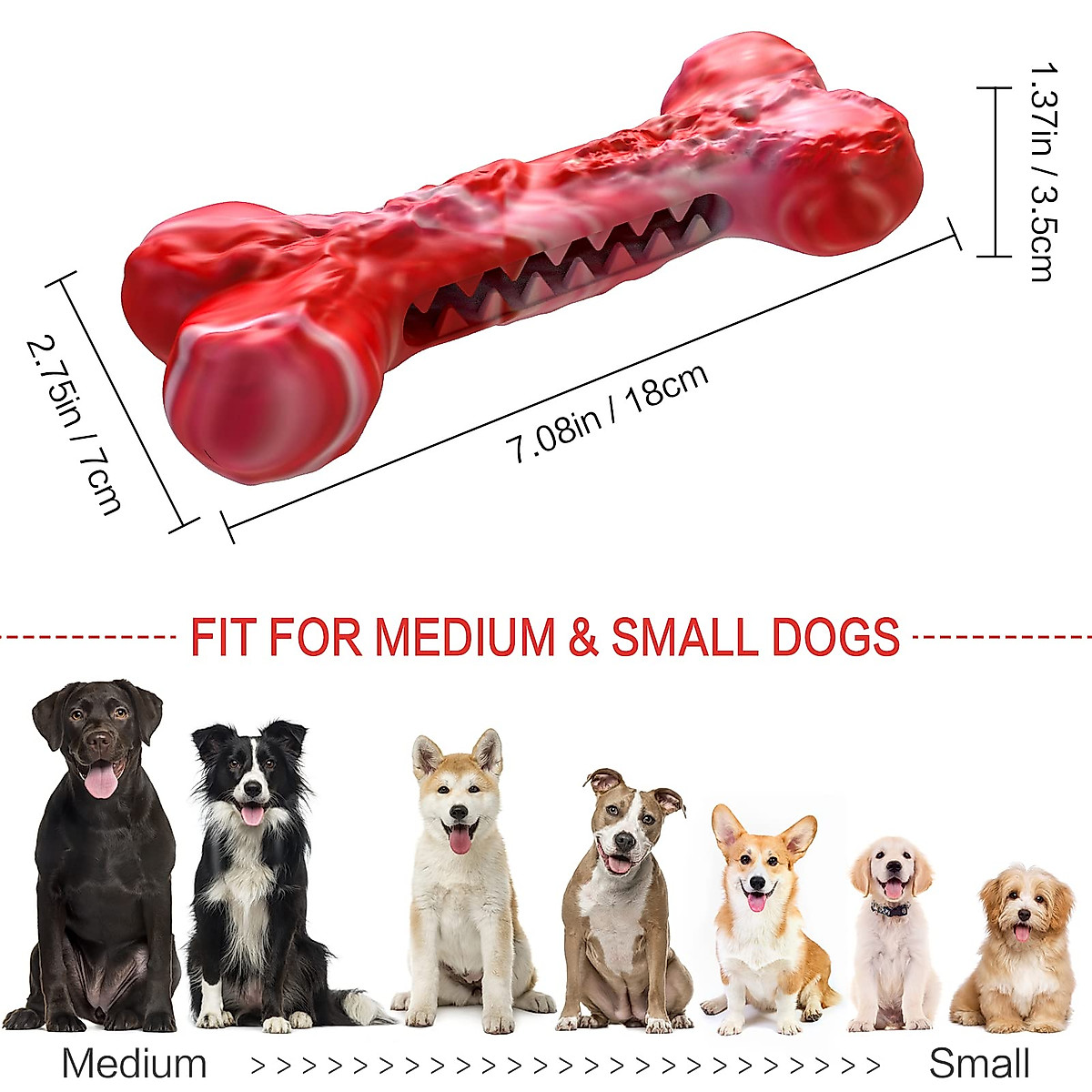 Dog Chew Toys for Aggressive Chewers, Durable Rubber Dog Bones Chew Toys, Interactive Tough Dog Toys for Large Medium Small Dog, Indestructible Dog Toy for Cleaning Teeth and Training (Large)