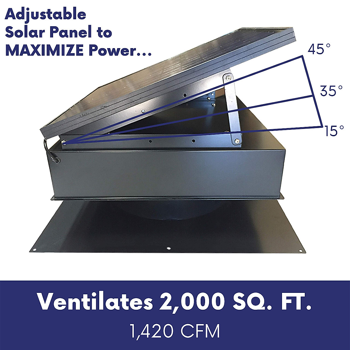 Remington Solar 25-Watt Solar Attic Fan (Black) with Thermostat/Humidistat (20 x 20 x 11 IN) - Brushless Motor – Hail and Weather Resistant Solar Vent Fan – Solar Powered Attic Fan for Homes