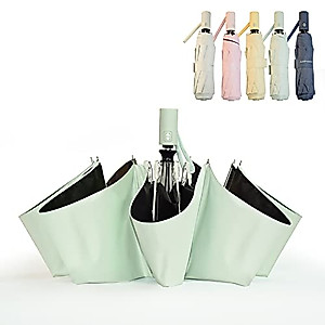 SY COMPACT Travel Umbrella Windproof Automatic Lightweight Compact Umbrellas for Women and Men Easy Carry (Mint Green)