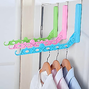 Multifunctional Portable Folding Door Hanger with 5 Holes for Hanging and Drying All Clothes, Coats, Scarves etc. Ideal for Home, Office and Traveling (White)