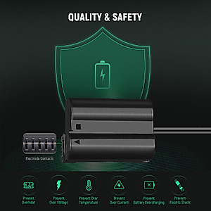 NEEWER Dummy Battery with AC/DC Coupler Power Adapter Replacement for EP-5B/EN-EL15, Power Supply Compatible with Nikon Z5 Z6 Z7 Z6II Z7II D500 D610 D750 D780 D800 D810 D850 D7000 D7100 D7200 D7500