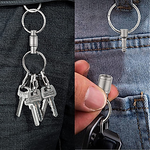 Titanium Quick Release Keychain, Detachable Key Ring Heavy Duty Swivel Key Holder with 2 Stainless Steel Key Rings UIInosoo for Double-End Pull Apart Keys Easily