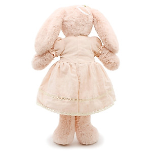 oits cute Small Soft Stuffed Animal Bunny Rabbit Plush Toy for Baby Girls 15inch (Pink Rabbit Wearing Pink Vintage Dress)