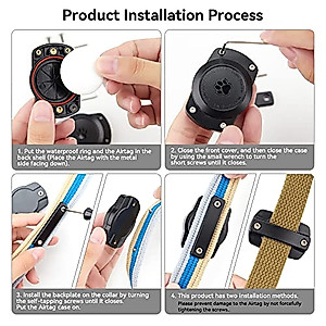 IPX8 Waterproof Airtag Dog Collar Holder, Ultra-Durable Dog & Cat Collars Mount for AirTag, Fits All Width Collars (1 Pack-Black)
