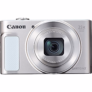 Canon PowerShot SX620 HS Digital Camera (Silver) (1074C001) + 64GB Memory Card + 2 x NB13L Battery + Corel Photo Software + Charger + Card Reader + LED Light + Soft Bag + More (Renewed)