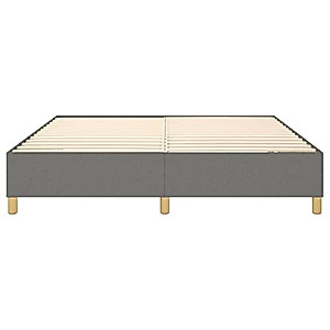 vidaXL Box Spring Bed Frame Home Indoor Bed Accessory Bedroom Upholstered Double Bed Base Furniture Dark Gray 76"x79.9" King Fabric