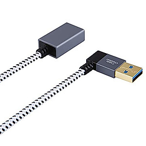 CableCreation Short USB 3.0 Extension Cable 1FT, Left Angle USB 3.0 Male to Female Extender Cord, 90 Degree USB 3.0 for VR, Playstation, Xbox, Keyboard, Space Gray 0.3m