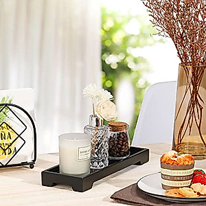 Luxspire Bathroom Vanity Tray, Resin Black Bathroom Tray Toilet Tank Tray, 11 x 4 inch Kitchen Sink Trays, Countertop Organizer for Candles Soap Towel Perfume Holder Jewelry Dish, Small, Matte Black