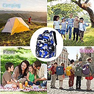 Yvechus Camo Backpack for Kids, Lightweight Camo Backpack Elementary Middle School Backpack Water Repellent Bookbag (Camo Blue)