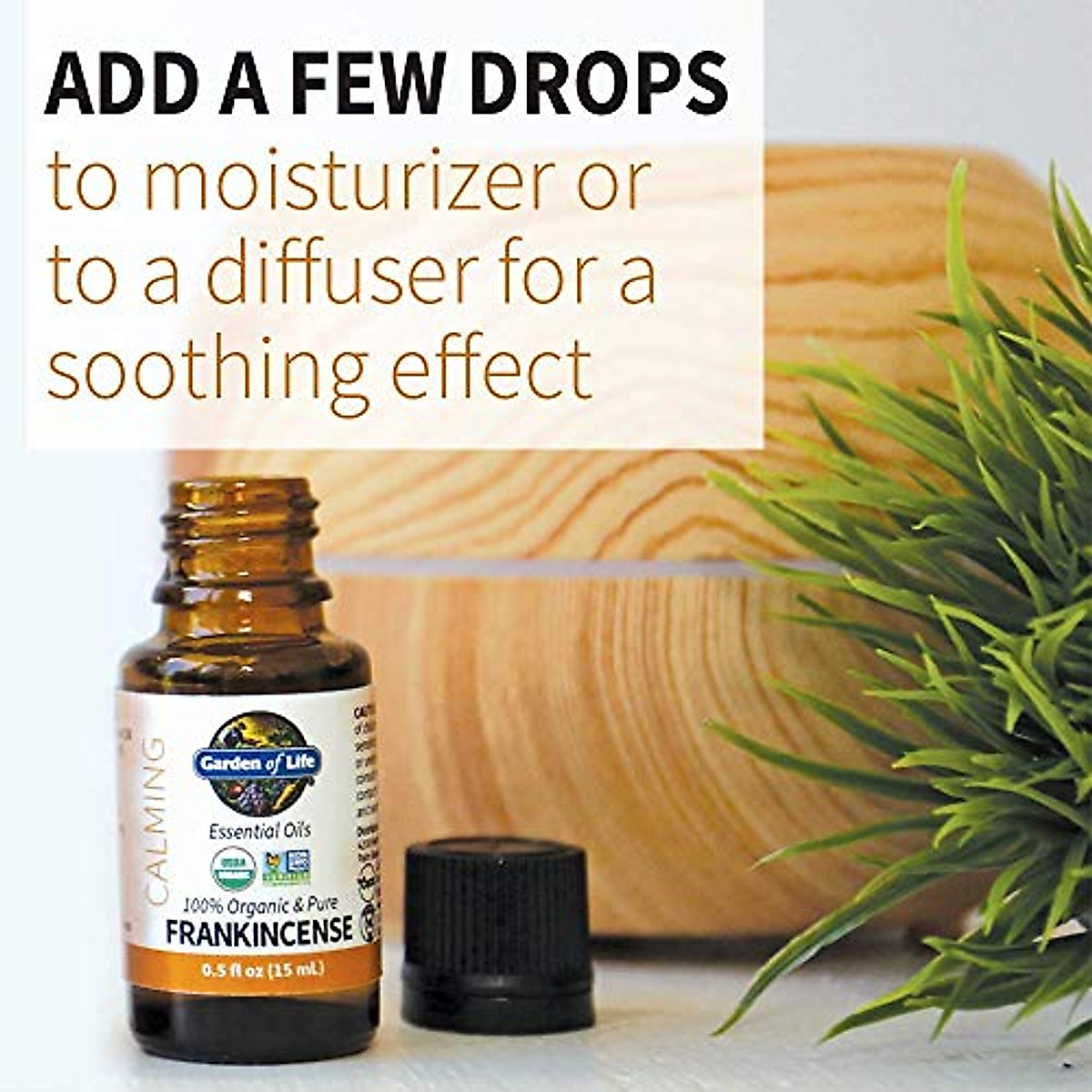 Garden of Life Essential Oil, Frankincense 0.5 fl oz (15 mL), USDA Organic & Pure, Clean, Undiluted & Non-GMO - for Diffuser, Aromatherapy, Meditation, Skincare - Calming, Uplifting, Soothing