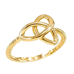 High Polish 14k Yellow Gold Twisted Style Rope Band Trinity Knot Ring (Size 7)