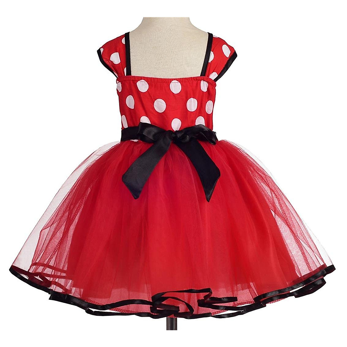 Dressy Daisy Little Girl Polka Dots Fancy Dress Up Costume Birthday Party Tulle Dresses with Headband Size 5-6 Red 203