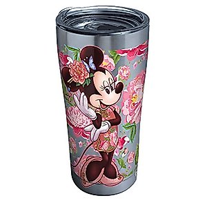 Tervis Triple Walled Disney - Minnie Mouse Floral Insulated Tumbler Cup Keeps Drinks Cold & Hot, 20oz, Stainless Steel